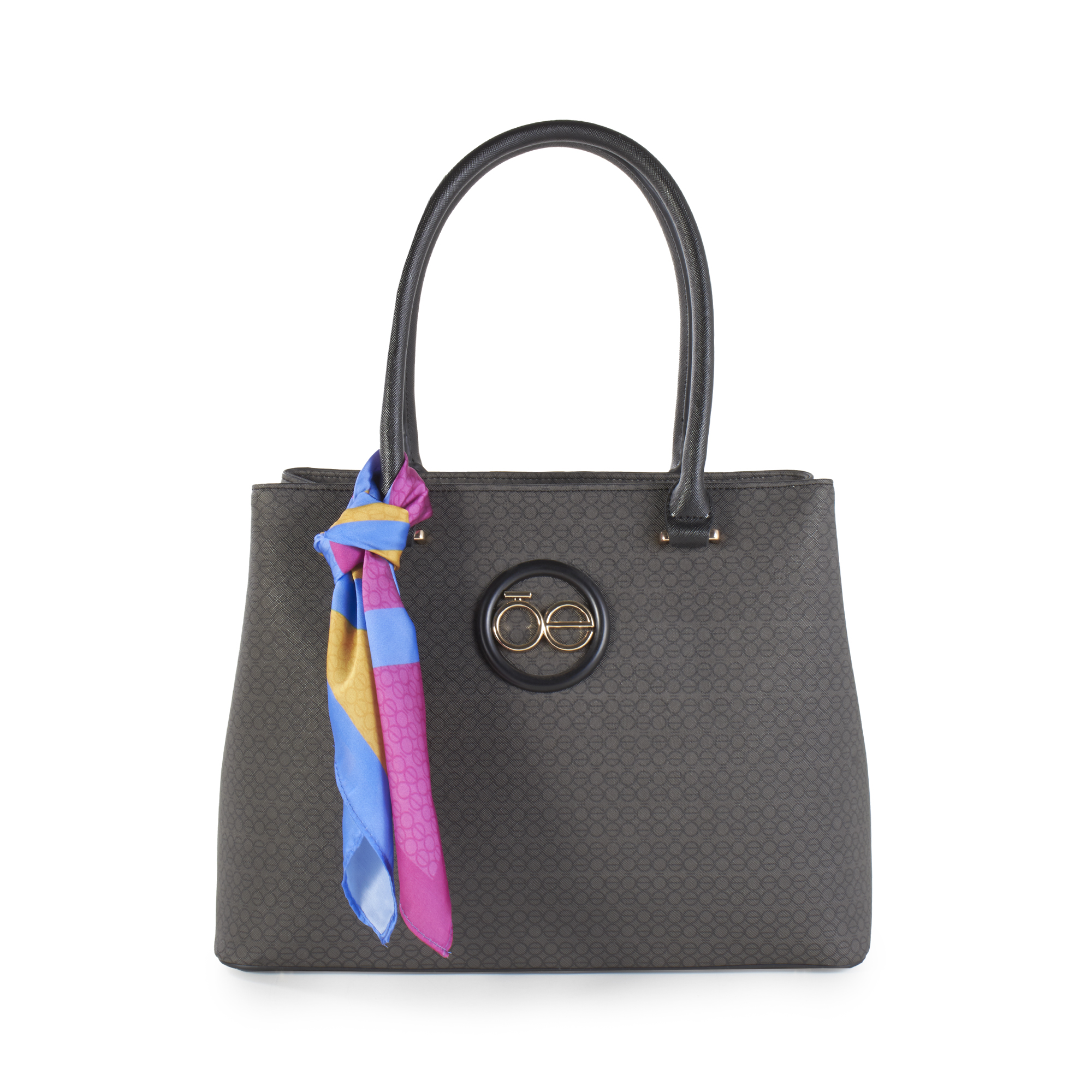 Bolsa Satchel Cloe Monograma Estampado con Mascada color Negro – Cloe ...